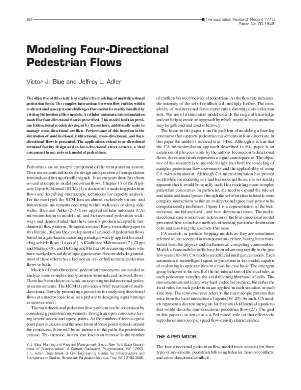 (PDF) Modeling Four-Directional Pedestrian Flows
