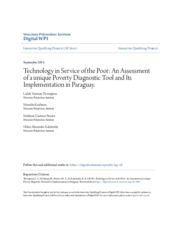 (PDF) Technology in Service of the Poor: An Assessment of a unique ...
