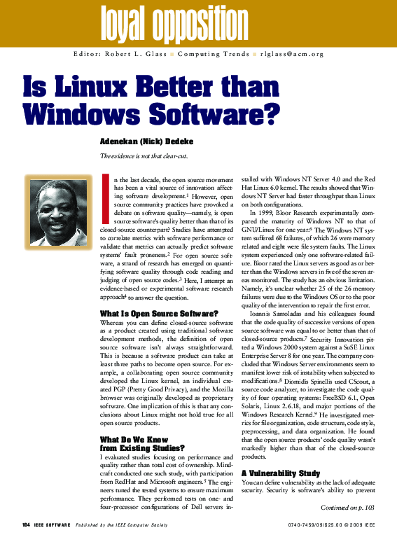 Pdf Is Linux Better Than Windows Software 9224