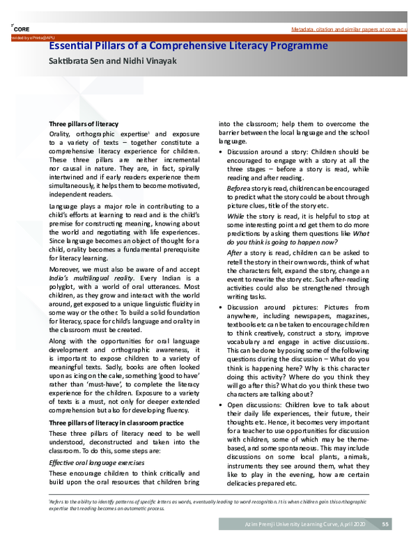 (PDF) Essential pillars of a comprehensive literacy programme