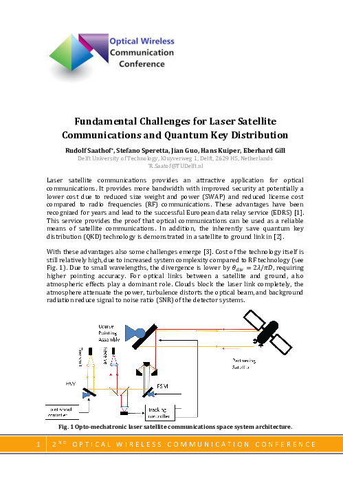 (PDF) Fundamental Challenges for Laser Satellite Communications and ...