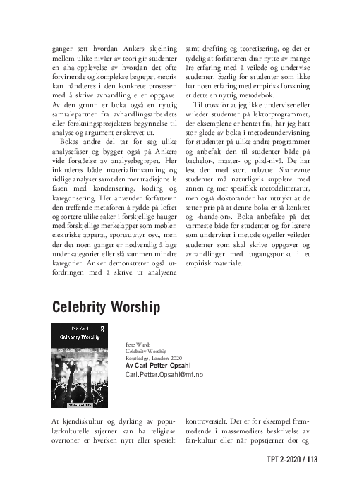 (PDF) Pete Ward: Celebrity Worship