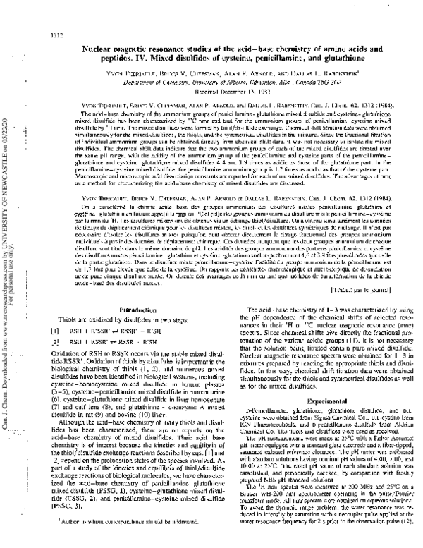 (PDF) Nuclear magnetic resonance studies of the acid–base chemistry of ...