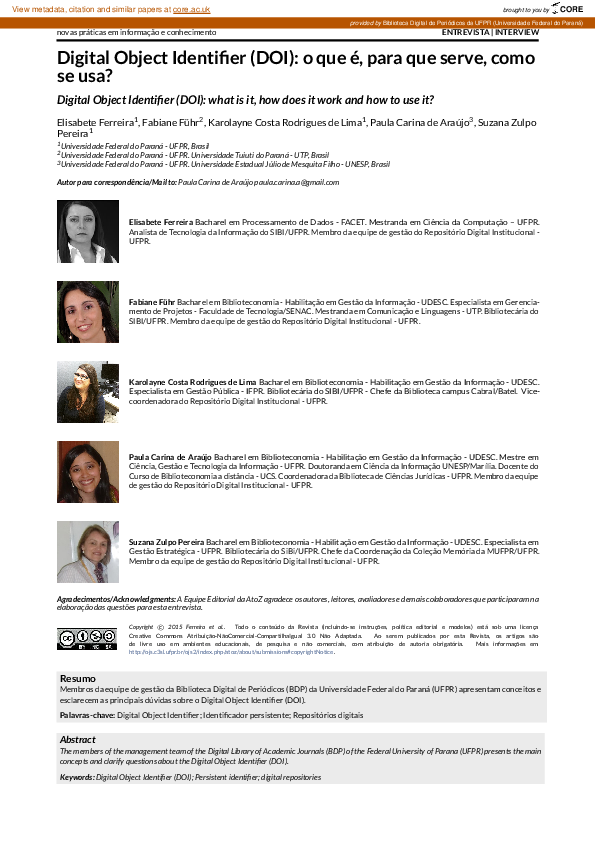(PDF) Digital Object Identifier (DOI): o que é, para que serve, como se usa? | Suzana Matheus ...