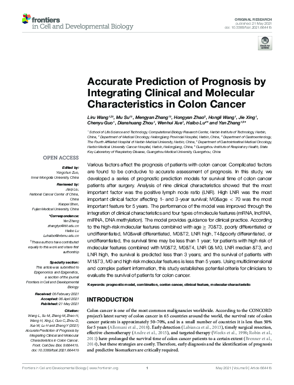 (PDF) Accurate Prediction of Prognosis by Integrating Clinical and ...