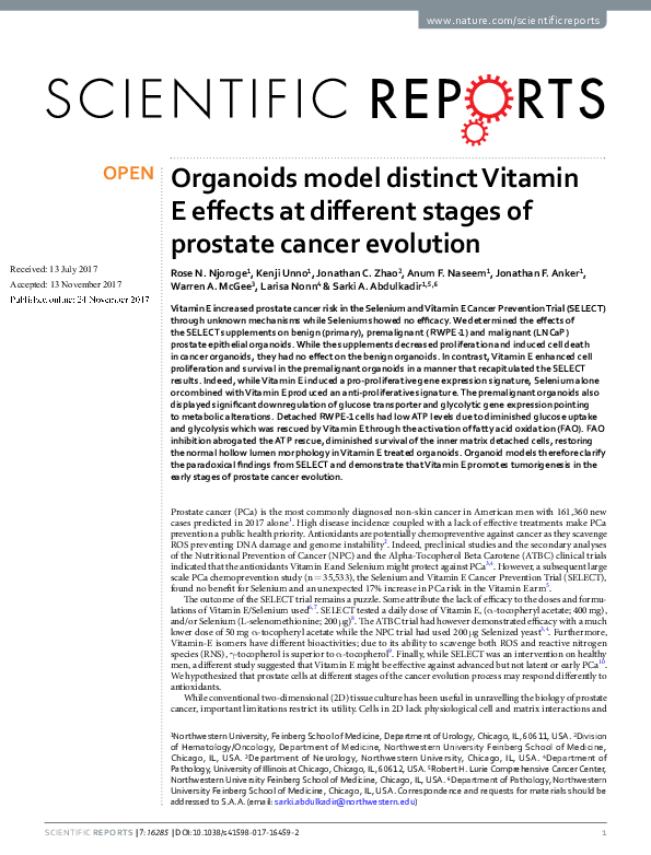 (PDF) Organoids model distinct Vitamin E effects at different stages of ...