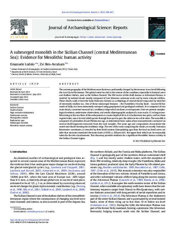 (PDF) A submerged monolith in the Sicilian Channel (central ...
