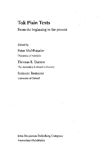(PDF) Tok Pisin Texts: From the beginning to the present