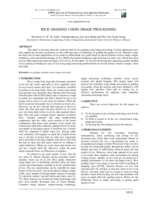 (PDF) Rice Grading Using Image Processing