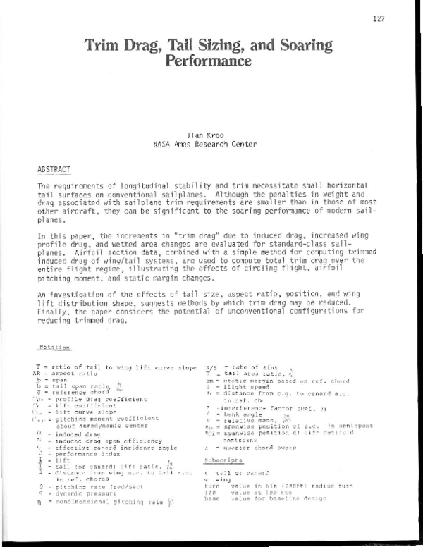 (PDF) Trim Drag, Tail Sizing, and Soaring Performance