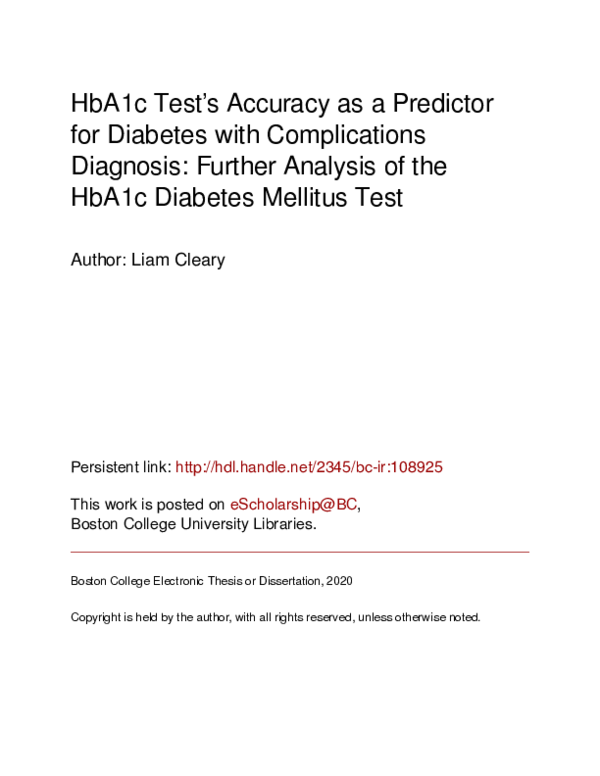 (PDF) HbA1c Test’s Accuracy as a Predictor for Diabetes with ...