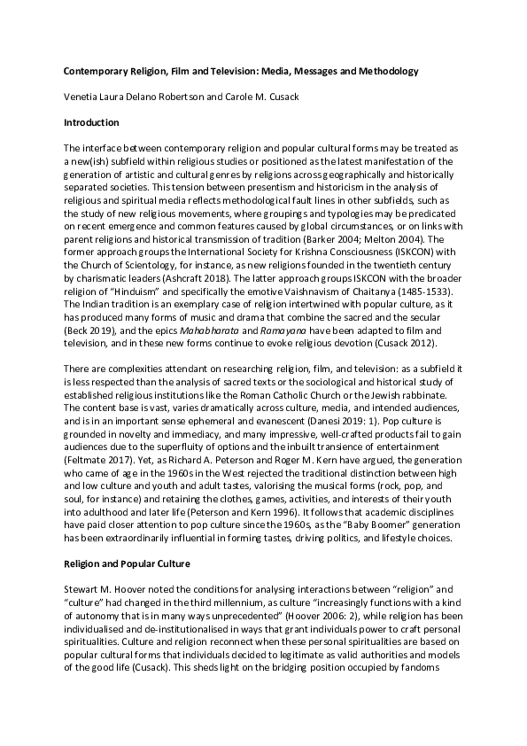 (PDF) Venetia Laura Delano Robertson and Carole M. Cusack, Contemporary ...