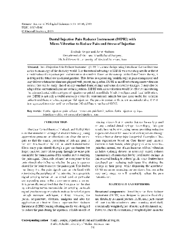 (PDF) Dental Injection Pain Reducer Instrument (DIPRI) with Micro ...