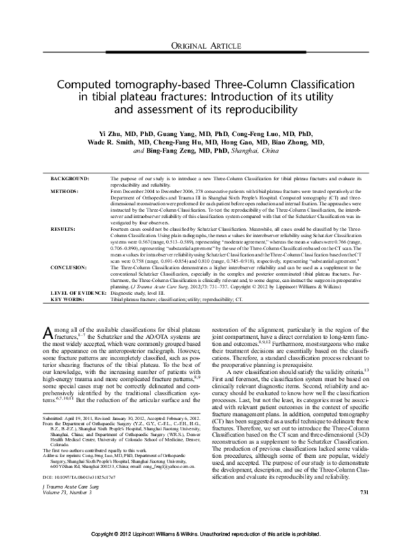(PDF) Computed tomography-based Three-Column Classification in tibial ...