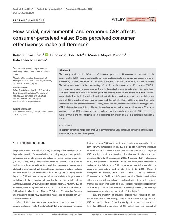 (PDF) How social, environmental, and economic CSR affects consumer ...