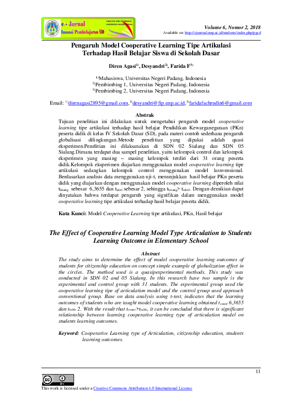 (PDF) Pengaruh Model Cooperative Learning Tipe Artikulasi Terhadap Hasil Belajar Siswa di ...