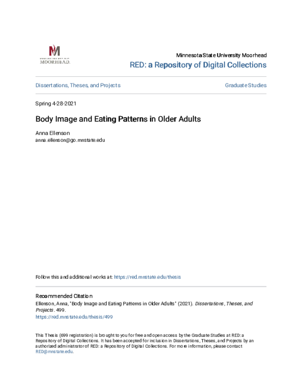 (PDF) Body Image and Eating Patterns in Older Adults | Anna Ellenson ...