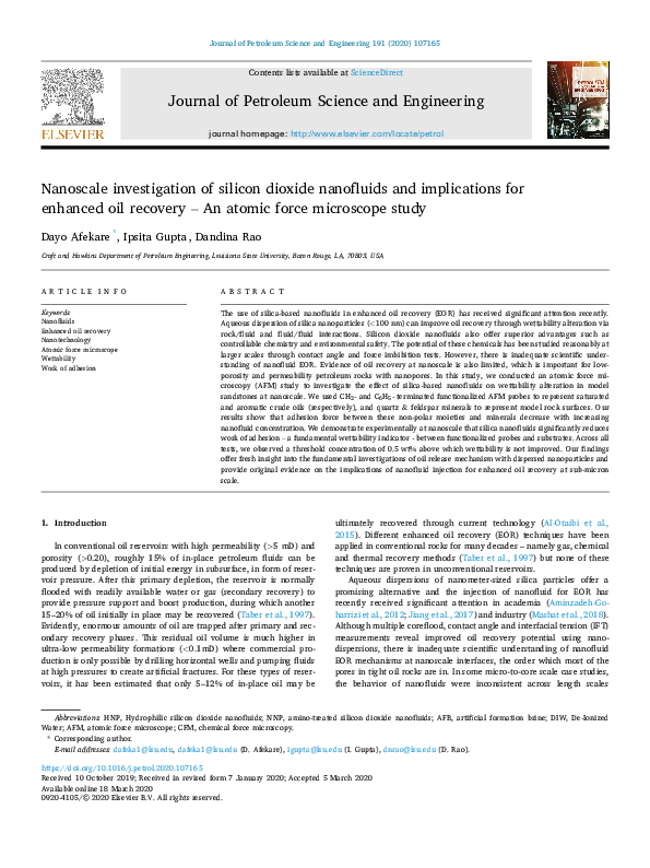 (PDF) Nanoscale investigation of silicon dioxide nanofluids and ...