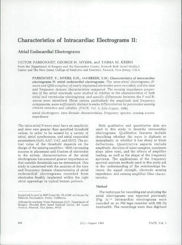 (PDF) Characteristics of Intracardiac Electrograms II: Atrial ...