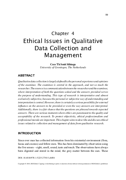 (PDF) Ethical Issues in Qualitative Data Collection and Management