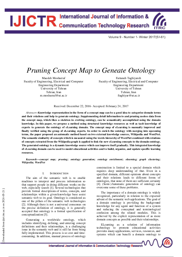 (PDF) Pruning Concept Map to Geneate Ontology