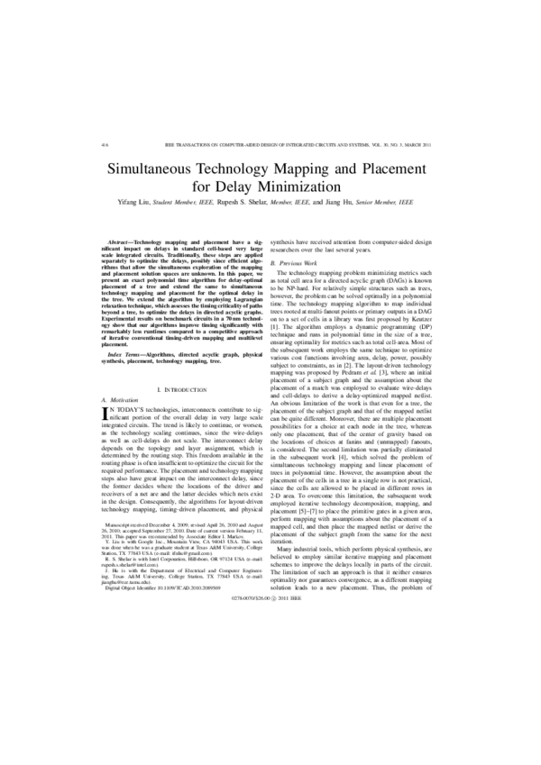 Pdf Simultaneous Technology Mapping And Placement For Delay Minimization 8113