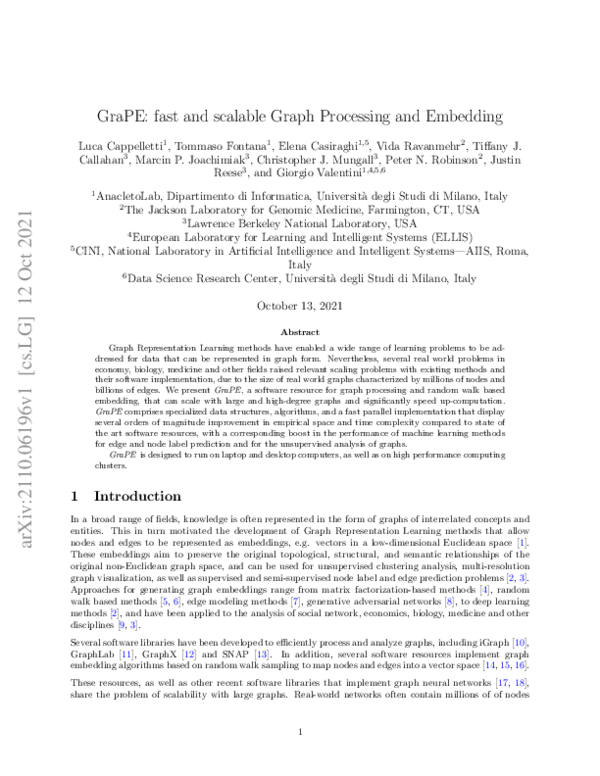 (PDF) GraPE: fast and scalable Graph Processing and Embedding