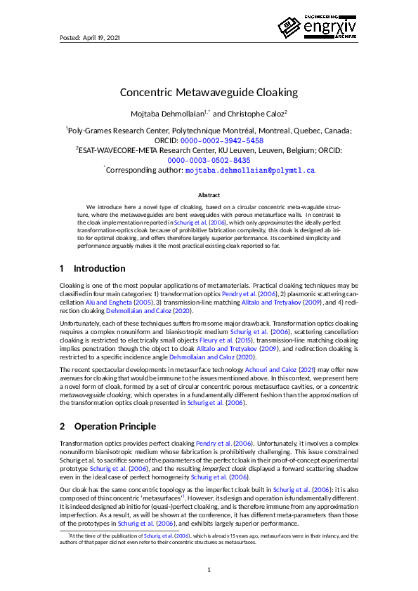 (PDF) Concentric Metawaveguide Cloaking