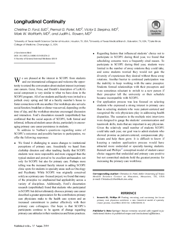 (PDF) Longitudinal Continuity