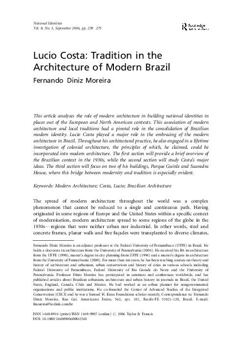 (PDF) Lucio Costa: Tradition in the Architecture of Modern Brazil