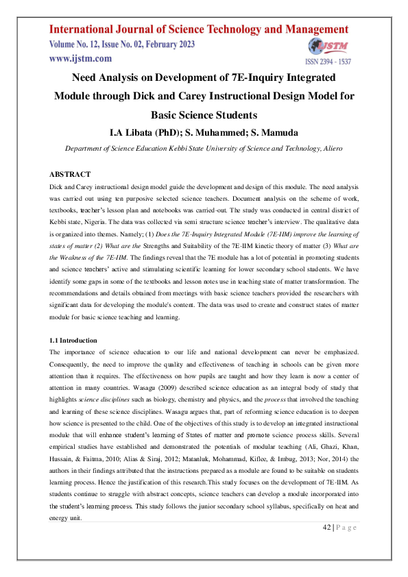 (PDF) Need Analysis on Development of 7E-Inquiry Integrated Module ...