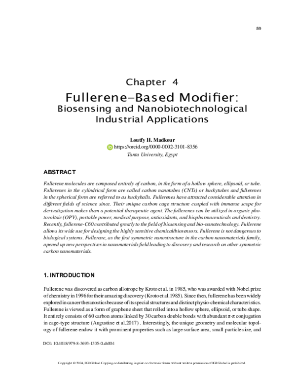 (PDF) Fullerene Based Modifier Biosensing and Nanobiotechnological Industrial Applications