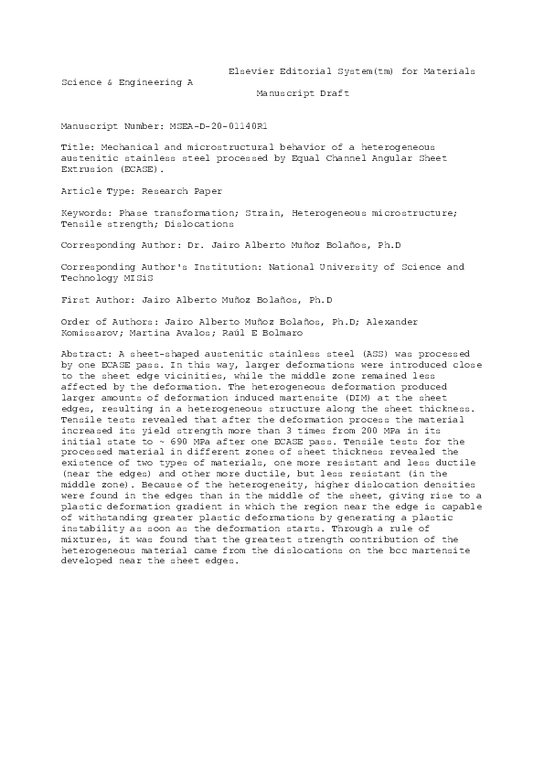 (PDF) Mechanical and microstructural behavior of a heterogeneous ...