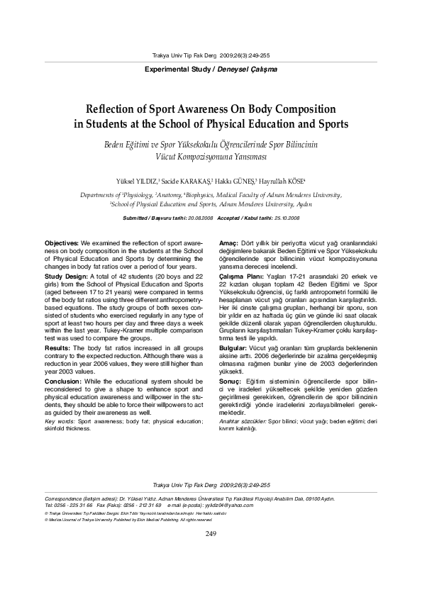(PDF) Reflection of Sport Awareness On Body Composition in Students at ...