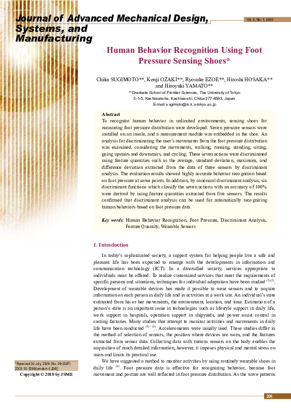 (PDF) Human Behavior Recognition Using Foot Pressure Sensing Shoes