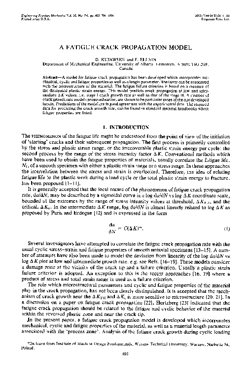 Pdf A Fatigue Crack Propagation Model