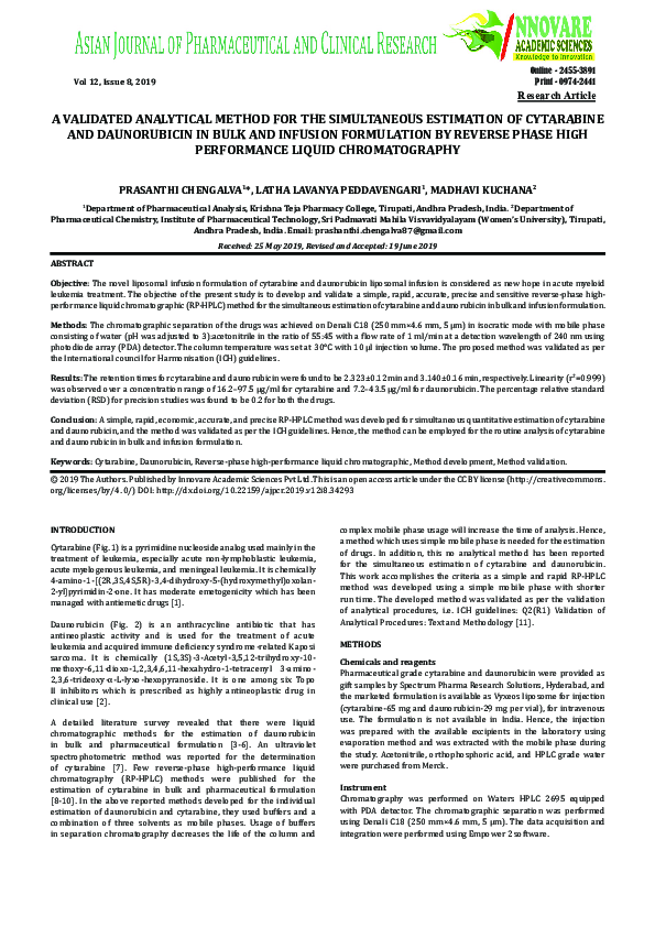Pdf A Validated Analytical Method For The Simultaneous Estimation Of Cytarabine And
