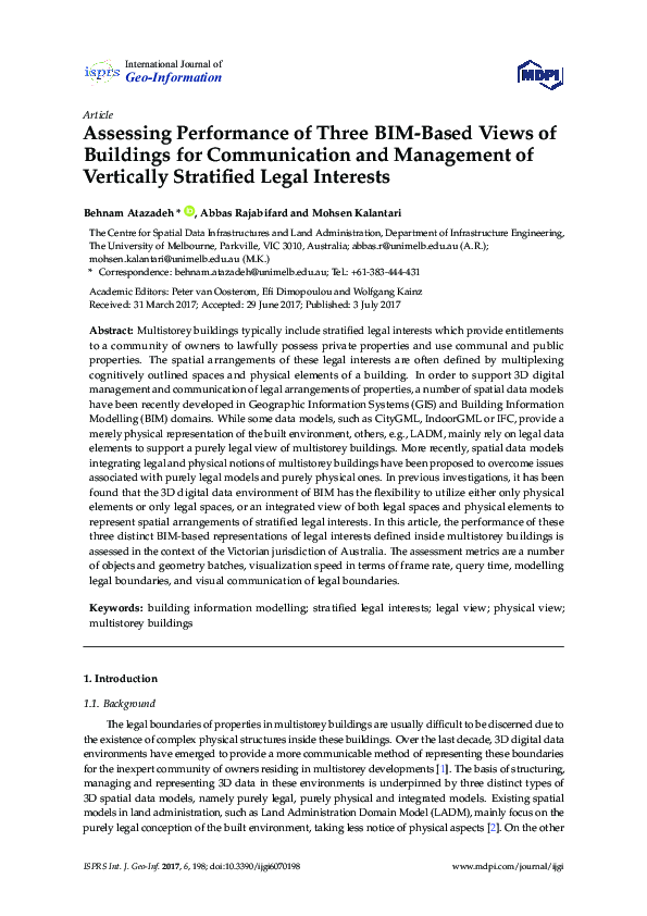 (PDF) Assessing Performance of Three BIM-Based Views of Buildings for ...