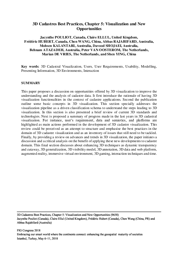 (PDF) 3D Cadastres Best Practices, Chapter 5 : Visualization and New Opportunities