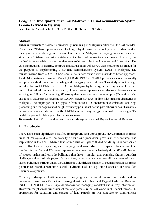 (PDF) Design and development of an LADM-driven 3D Land administration ...