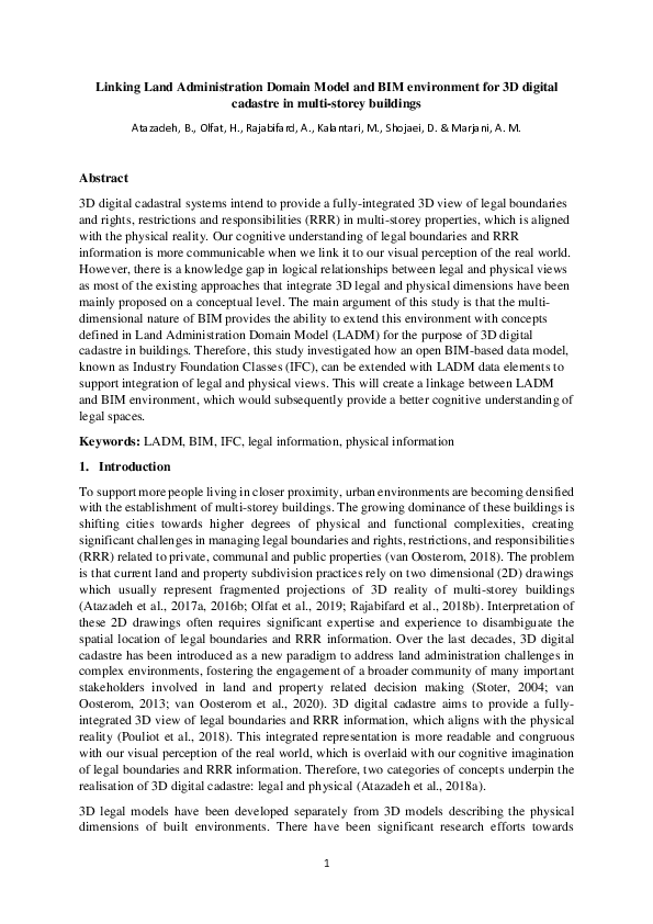 (PDF) Linking Land Administration Domain Model and BIM environment for ...