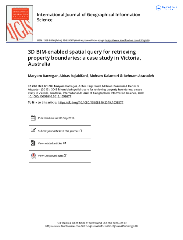 (PDF) 3D BIM-enabled spatial query for retrieving property boundaries: a case study in Victoria ...