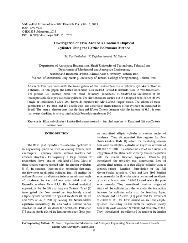 (PDF) Investigation of flow around a circular cylinder in laminar and ...