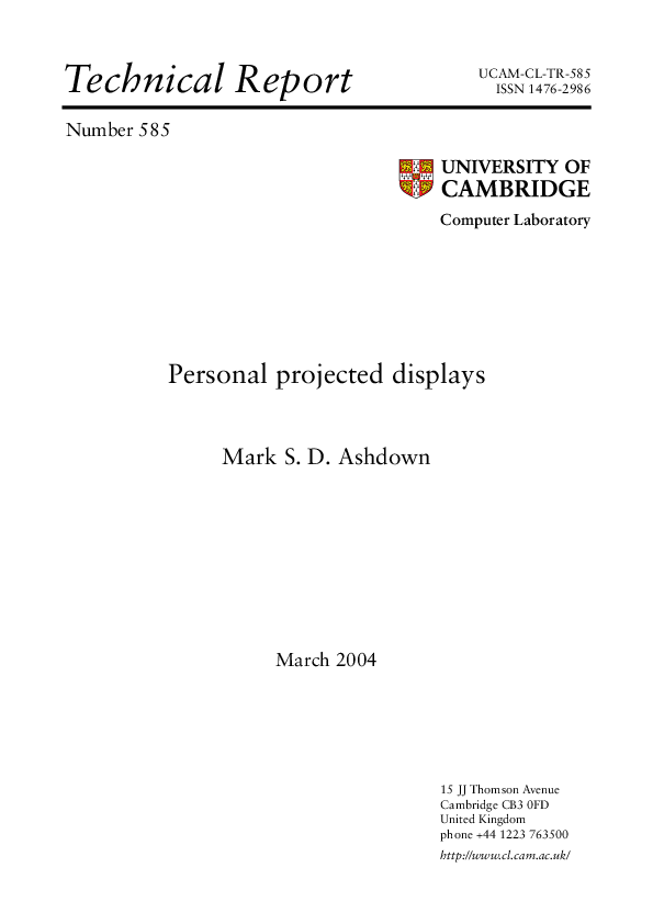 (PDF) Personal projected displays