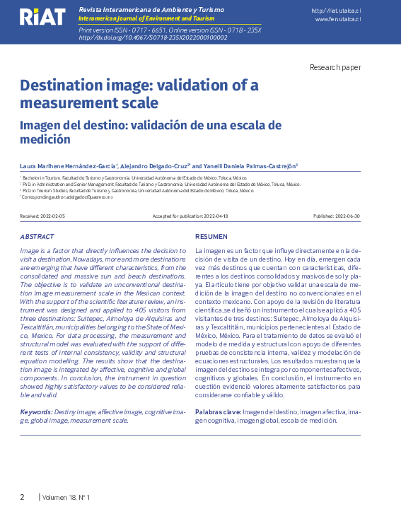 (PDF) Destination image: Validation of a measurement scale