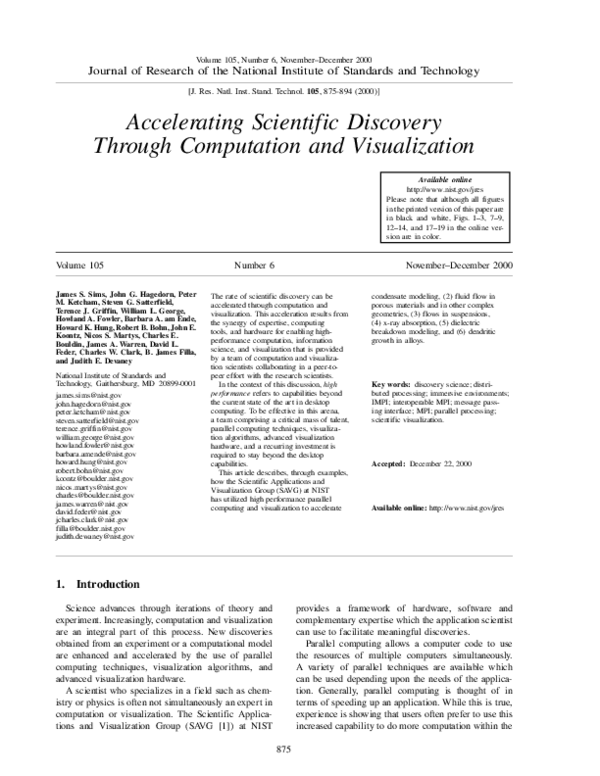 (PDF) Accelerating scientific discovery through computation and visualization
