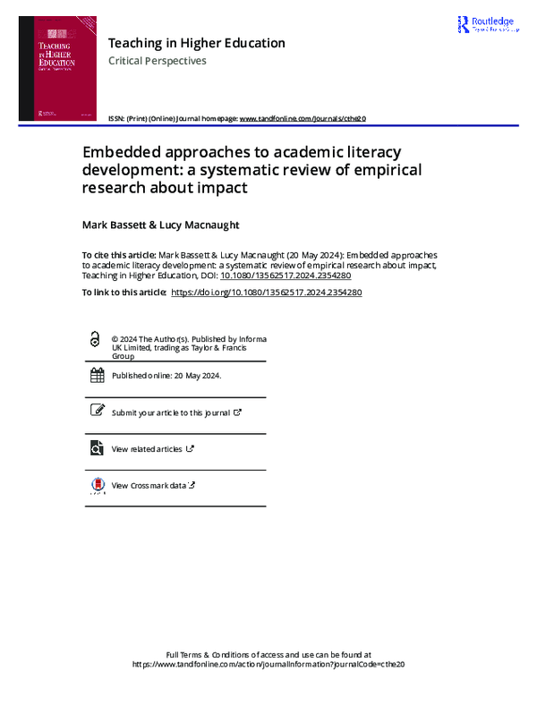 (PDF) Embedded approaches to academic literacy development: a ...