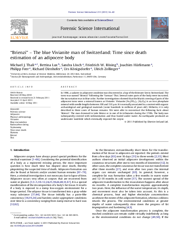 (PDF) "Brienzi" - the Blue Vivianite Man of Switzerland: Time since ...