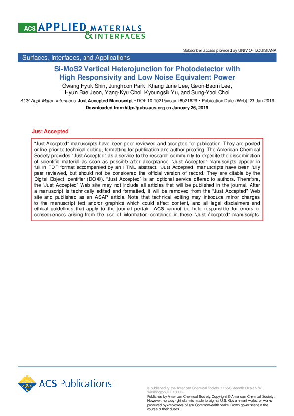 (PDF) Si–MoS2 Vertical Heterojunction for a Photodetector with High Responsivity and Low Noise ...
