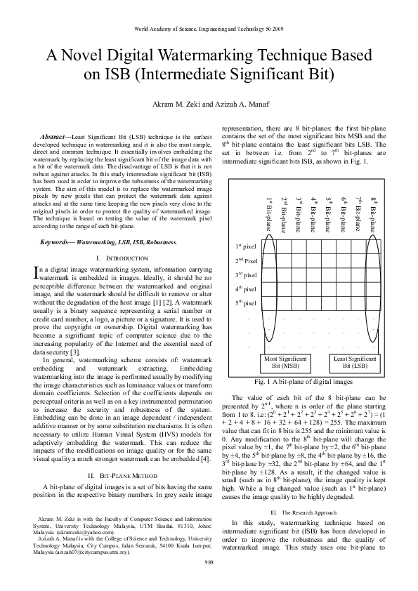 (PDF) A Novel Digital Watermarking Technique Basedon ISB (Intermediate ...